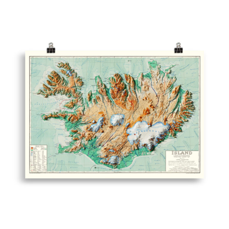 Iceland Topographic Map Poster - Maps of Iceland
