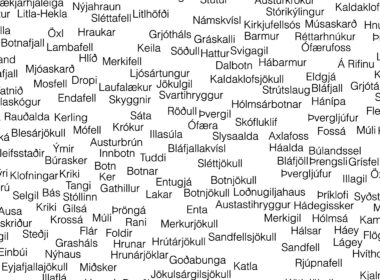Iceland place names map - Maps of Iceland