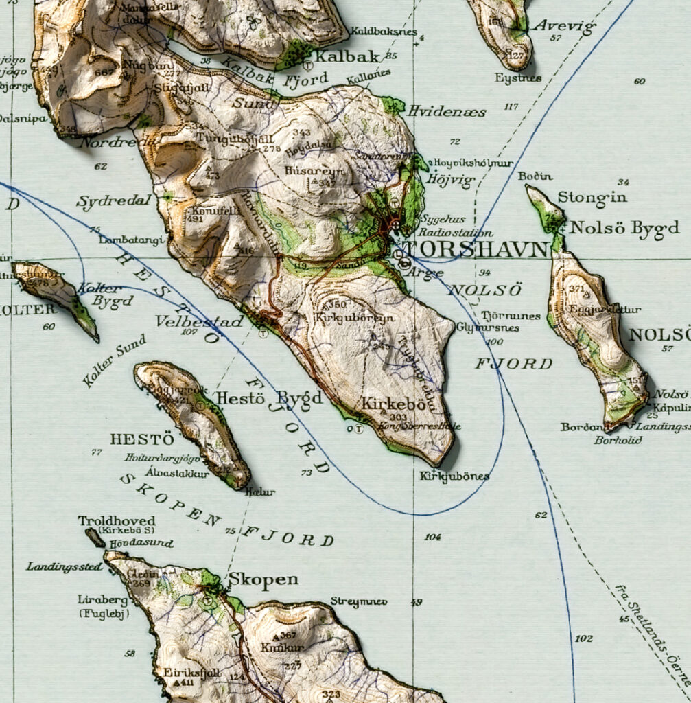 Faroe Islands Map - Shaded relief map poster - Maps of Iceland