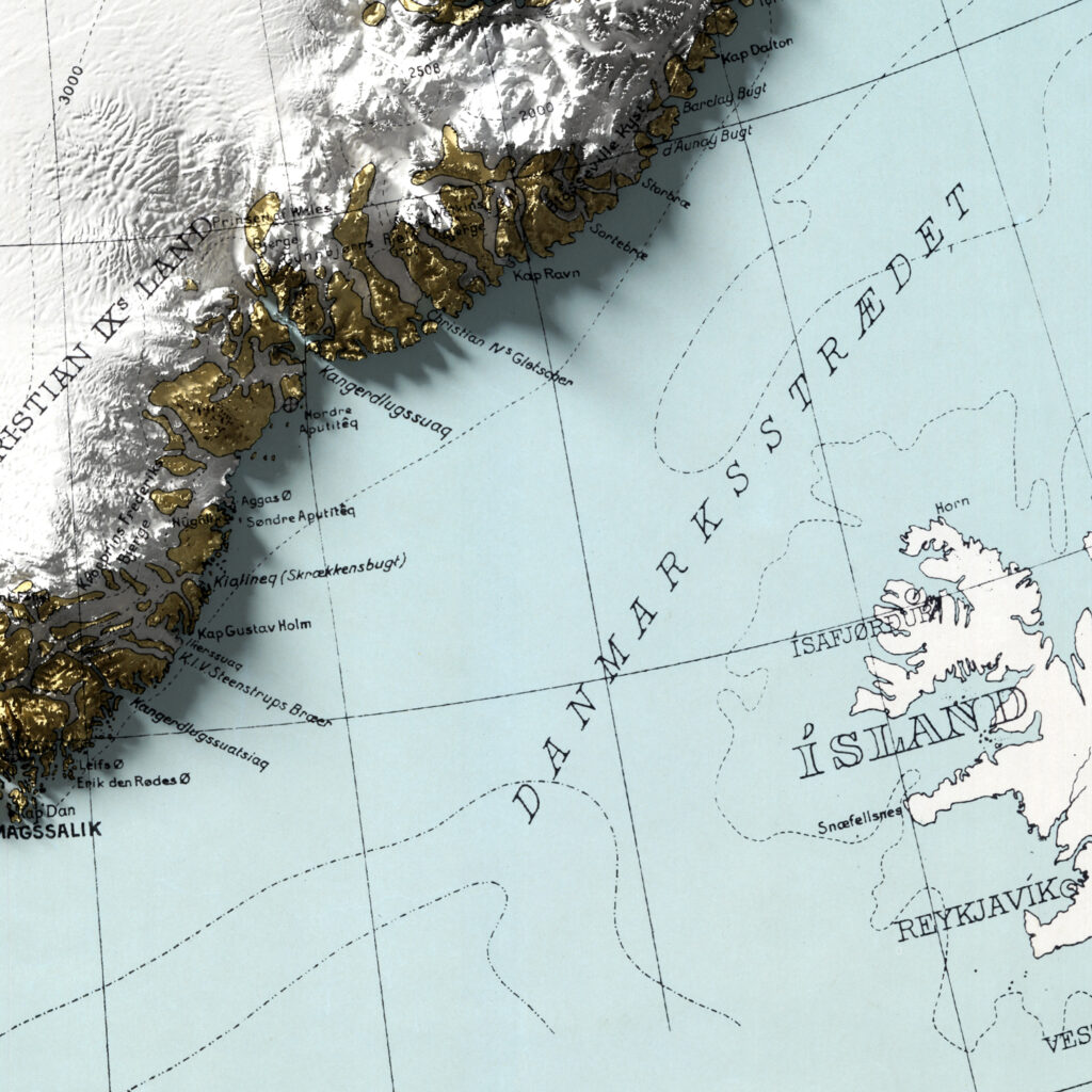 Greenland Shaded Relief Map - Poster - Maps of Iceland