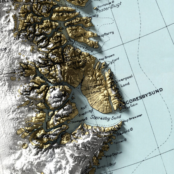 Greenland Shaded Relief Map - Poster - Maps of Iceland